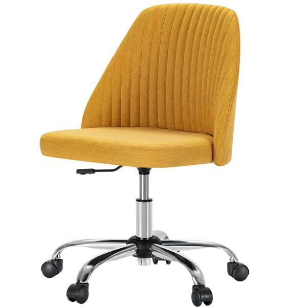 Sweetcrispy Armless Chair Home Office Desk Chair with Wheels Adjustable ...
