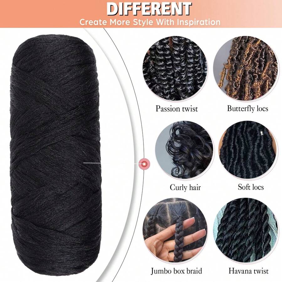2 Rolls Brazilian Wool Hair for Braids Acrylic Hand Knitting Yarn for ...