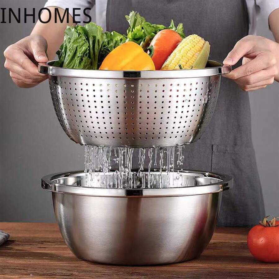 Kitchen Bowl Strainer Holes Washing Rice Sieve Strainer Fruits ...