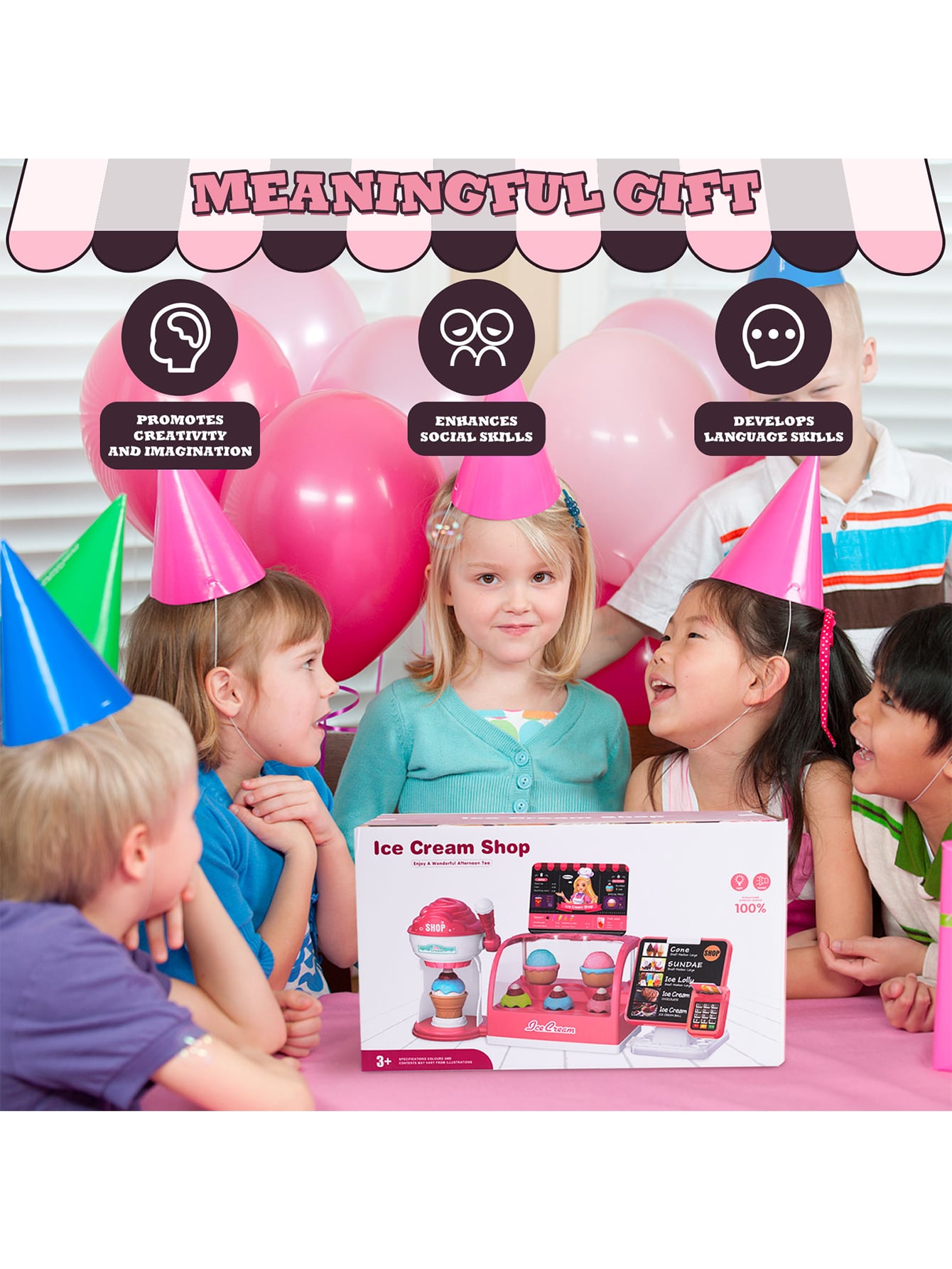 Valentine's Day Pretend Role Play Toy, Ice Cream Counter Toy With Ice ...