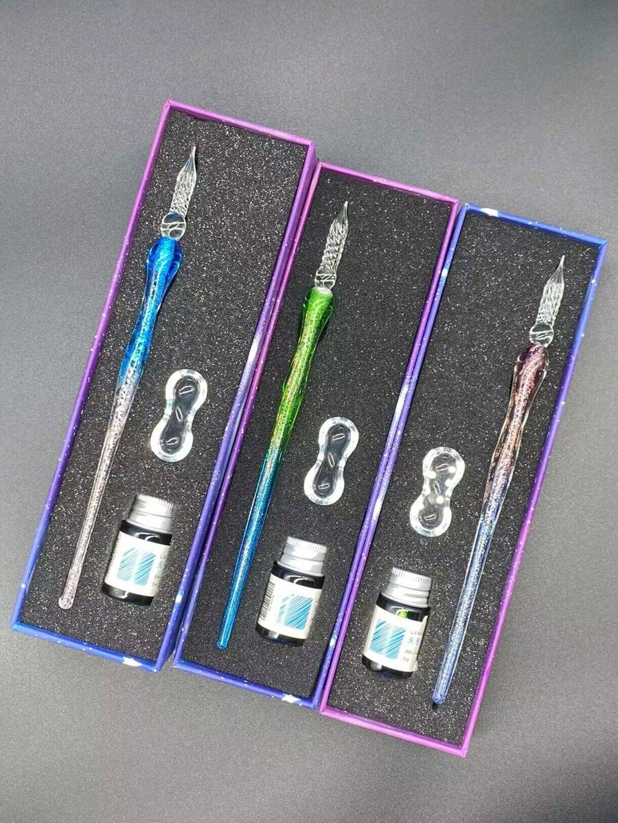 Crystal Glass Dip Pen Set: Signature Pen, Calligraphy Pen, Glass Dip ...