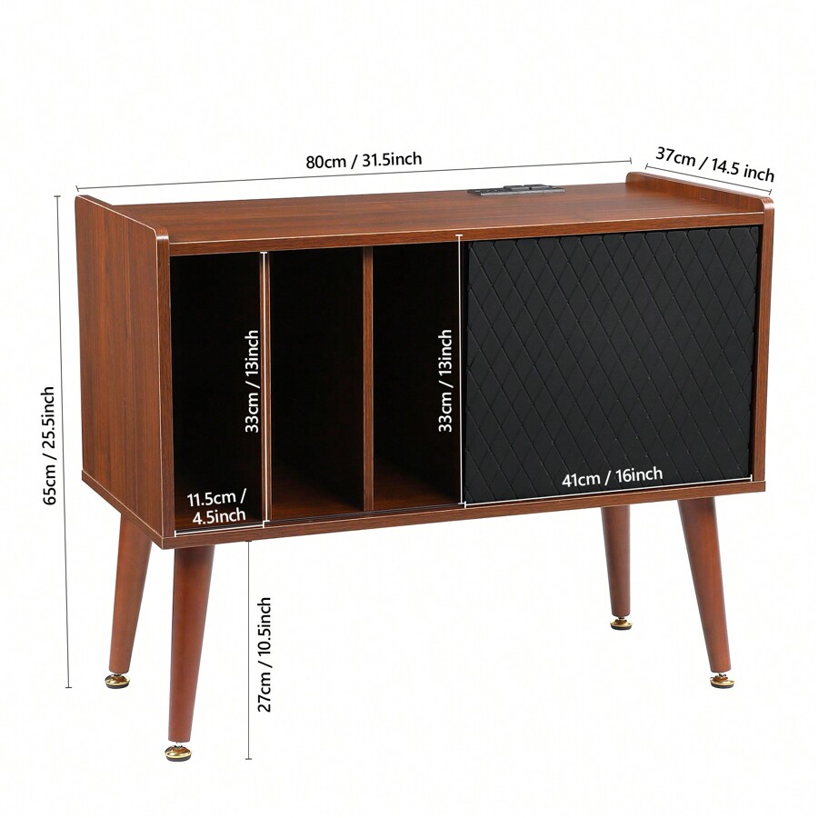 Record Player Stand with Sliding Doors, Vinyl Record Storage Cabinet ...