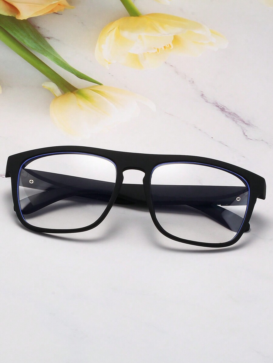 1pc Unisex Pc Transparent Square Glasses Frame Non-Prescription Clear ...