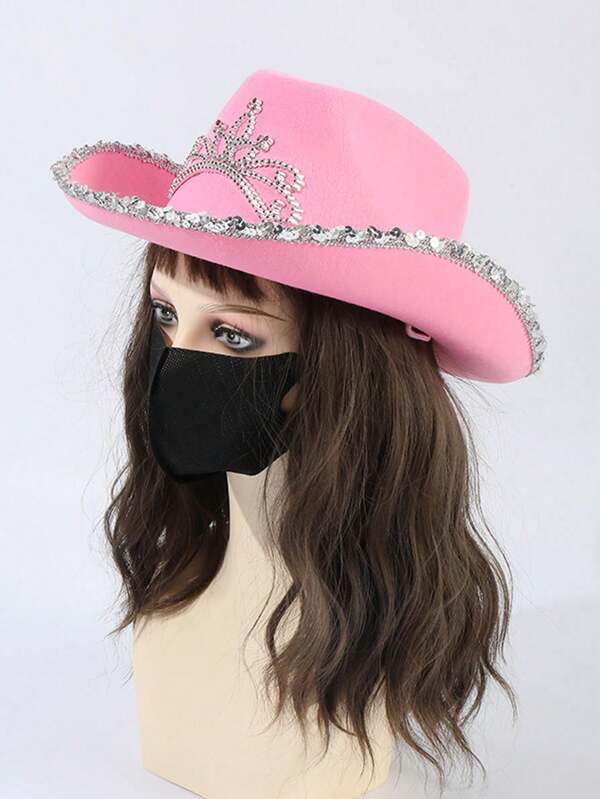 Festival Dance Party Costume Headwear Pink Western Cowboy Hat With ...