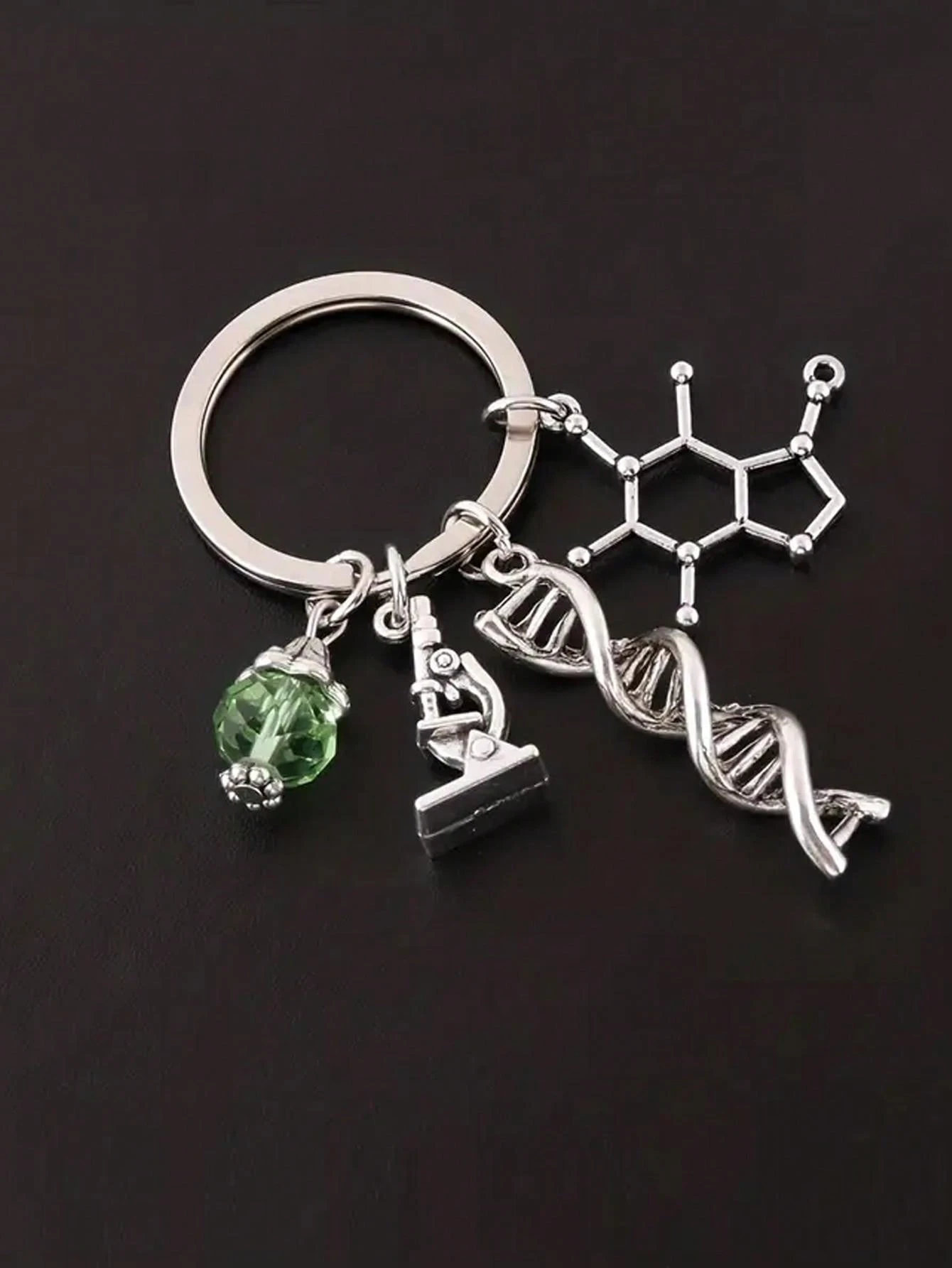 Microscoop en DNA dubbele helix sleutelhanger Wetenschapscadeau voor ...