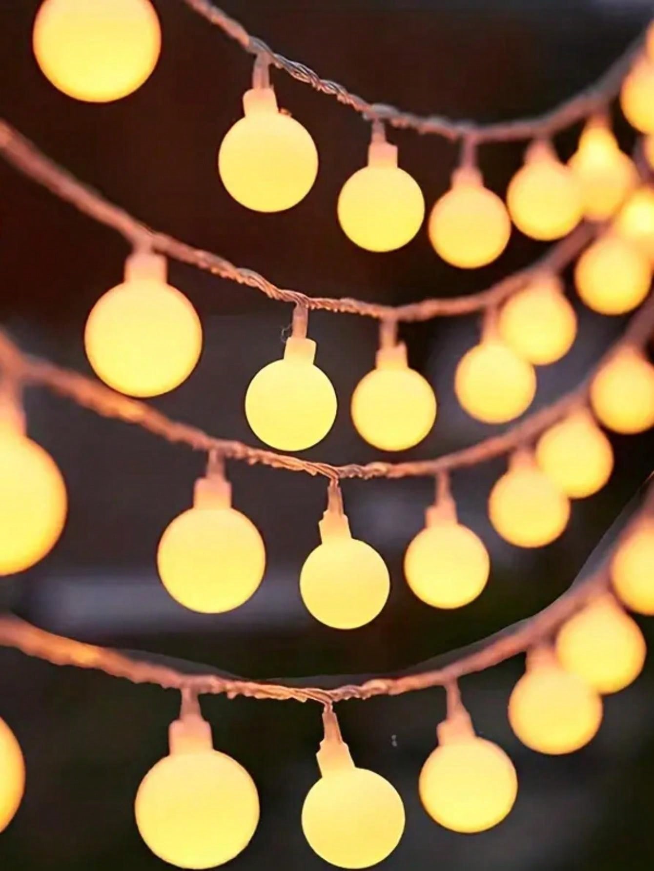 1pc 6 Meters Home Room Wall Decoration Warm Light 20 LED Round Ball ...