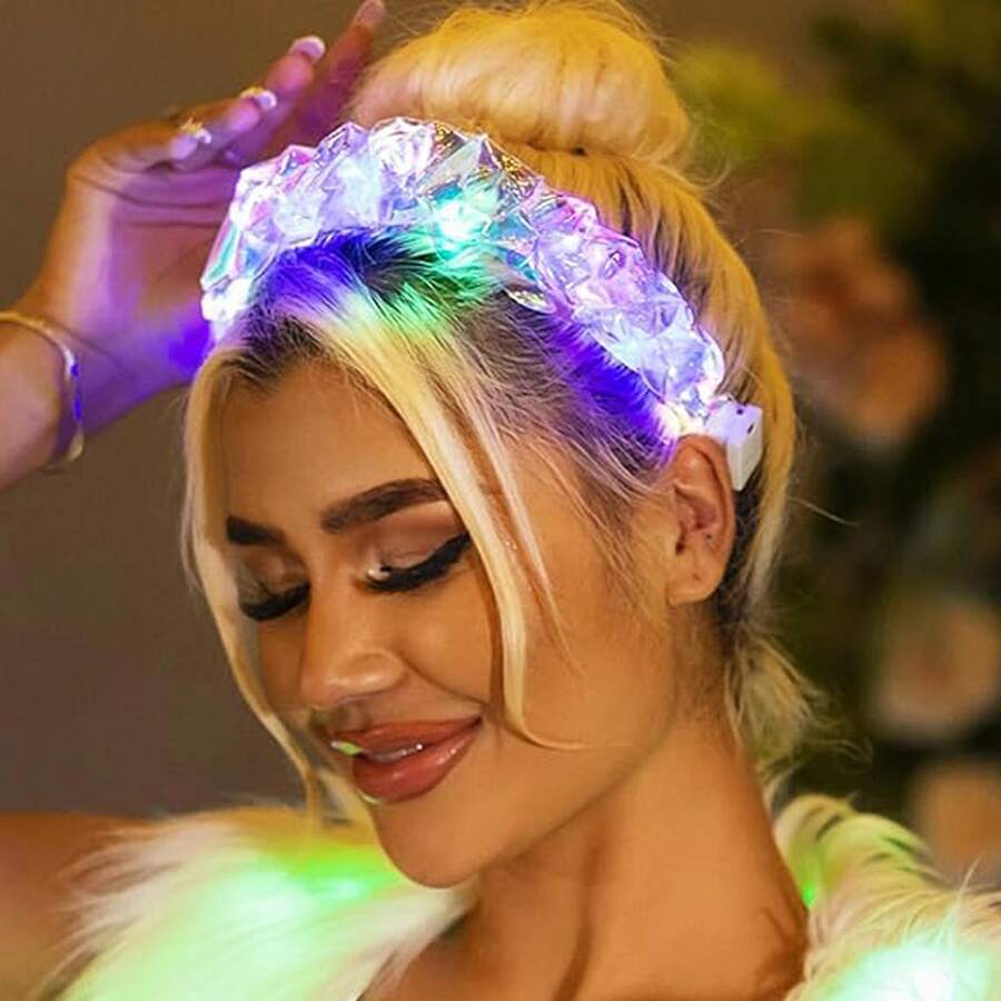 1pc Led Light Up Headband With Holographic Film, Suitable For Daily ...