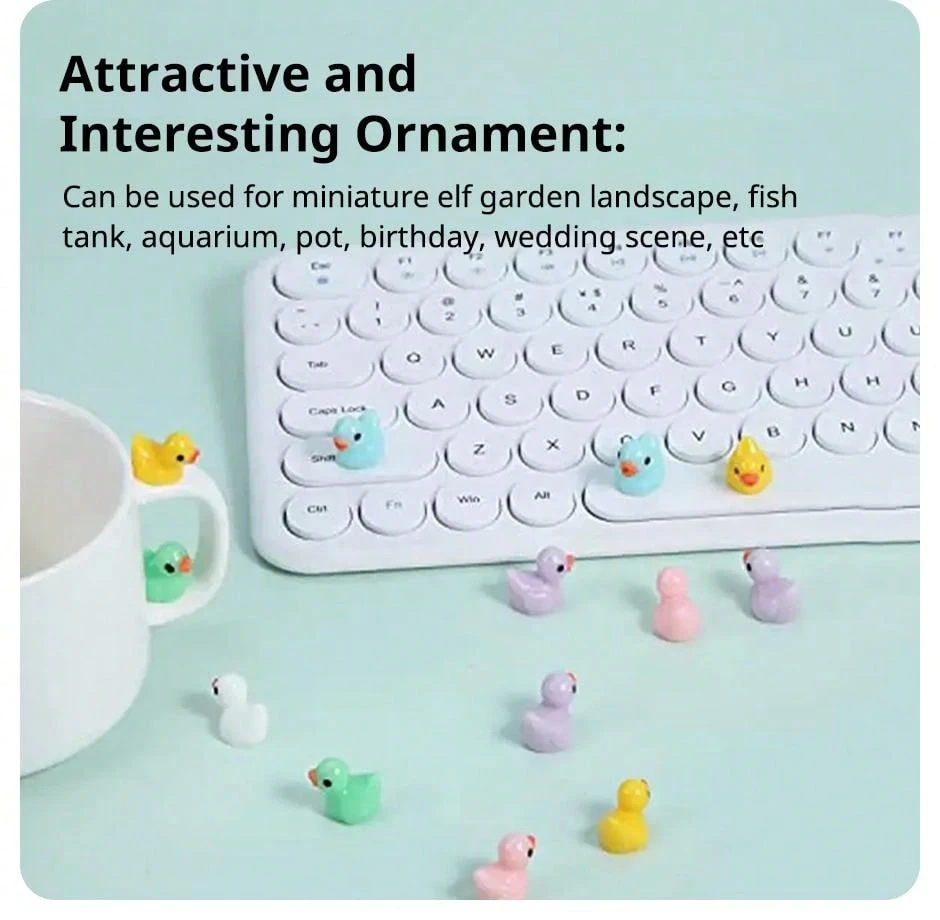 100 Miniature Resin Duck Crafts, 6-Color Mixed Model, Aquarium, Garden ...