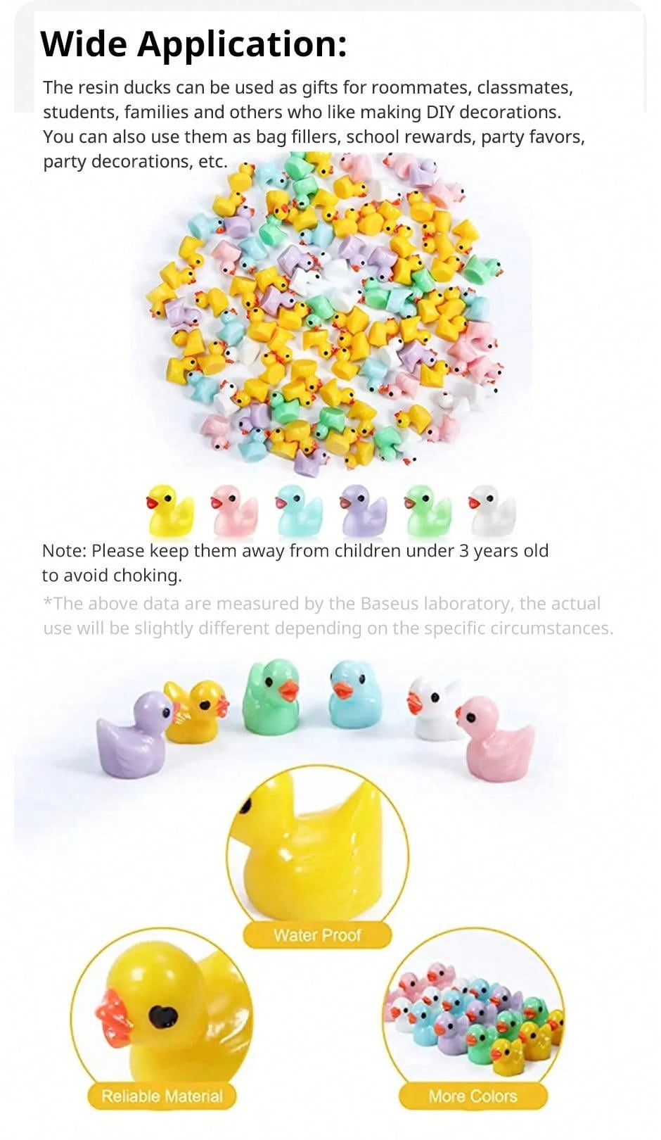 100 Miniature Resin Duck Crafts, 6-Color Mixed Model, Aquarium, Garden ...