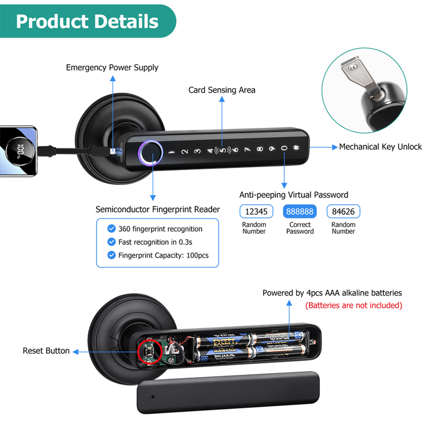 Tuya smart lock,Fingerprint Door Lock,Smart Door Lock,Keyless Entry ...