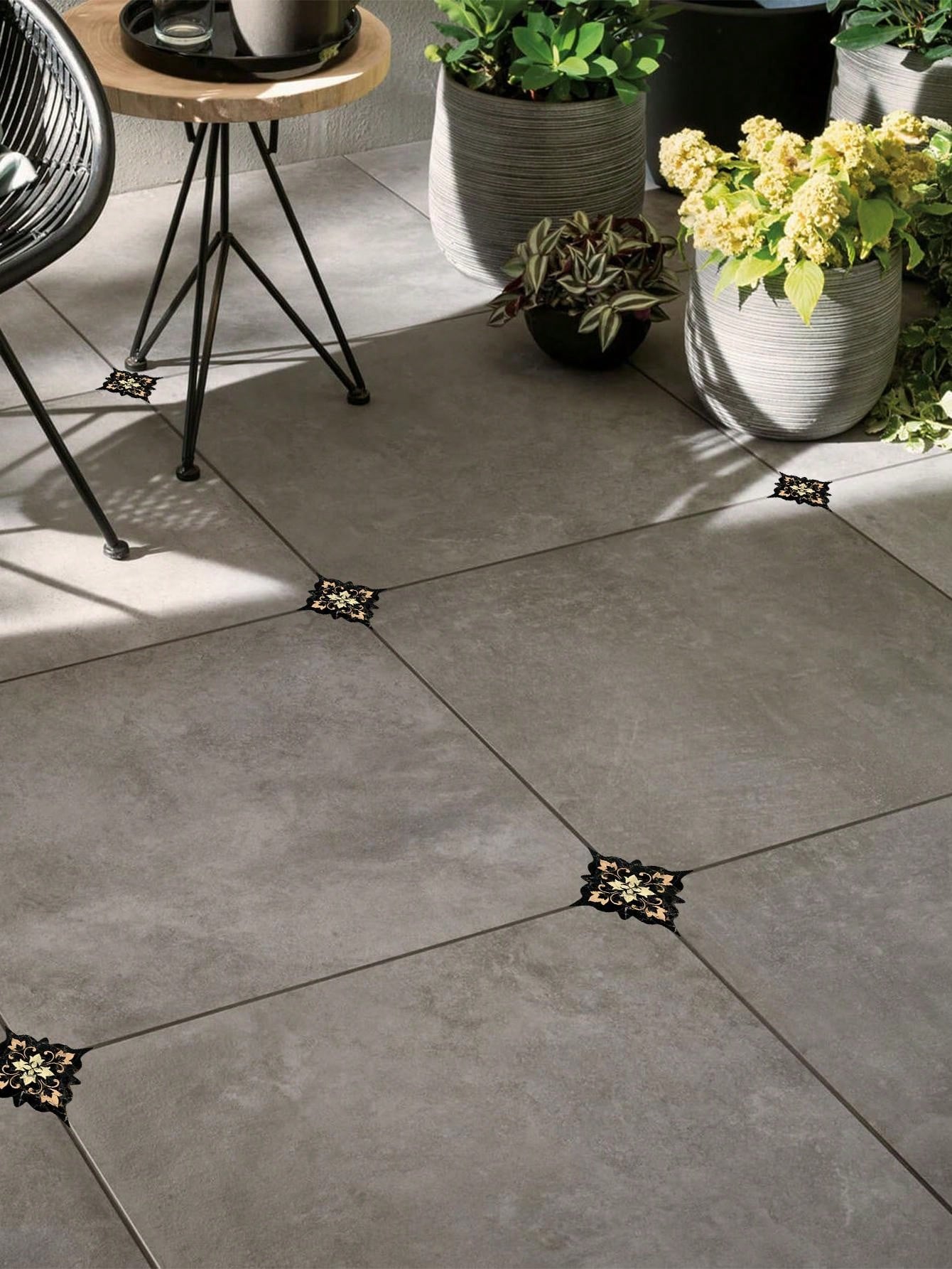 1 set of 21 pcs. Dark Moroccan pattern tile diagonal stickers self ...