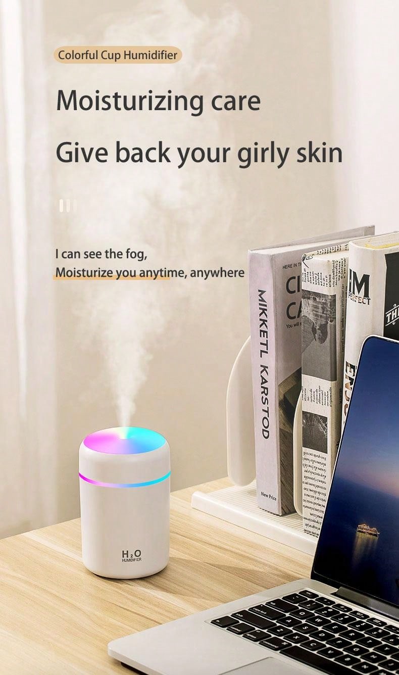 1pc Colorful 300ml Ultrasonic Humidifier-Usb Powered-Aromatherapy ...