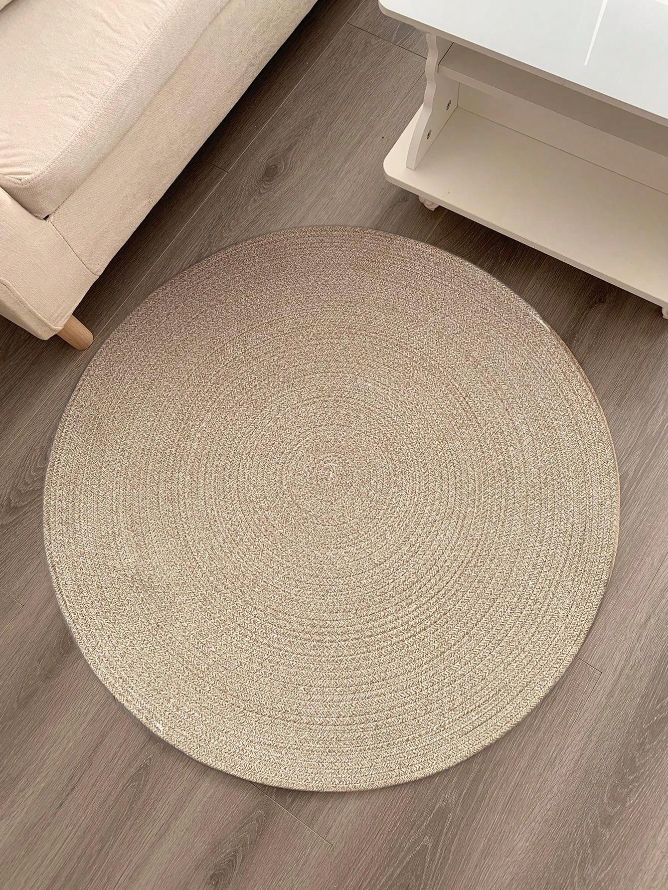 Solid Color Rug, Round Woven Carpet, For Living Room, Bedroom | SHEIN UK