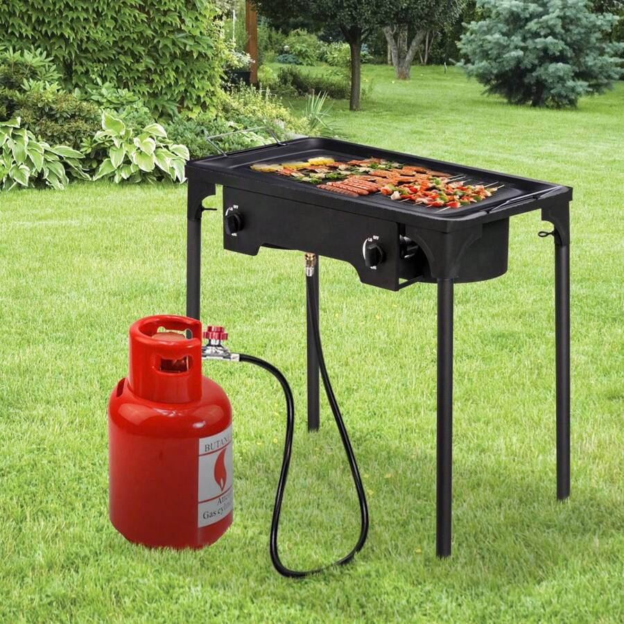 Outdoor Camp Stove High Pressure Propane Gas Cooker Portable Cast Iron ...