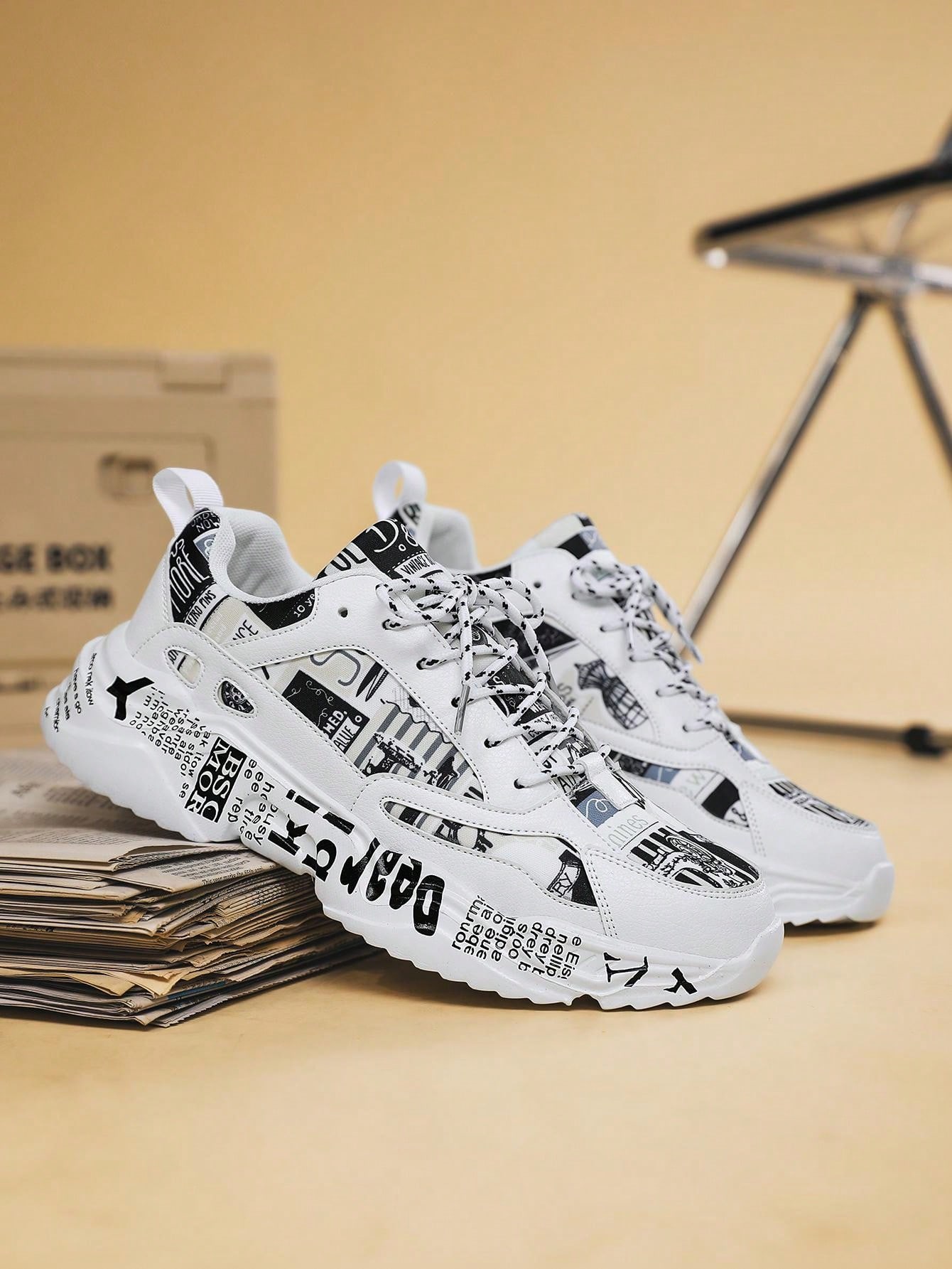 Men Letter Graphic Lace Up Front Chunky Sneakers Sport Outdoor Sneakers Shein Euqs