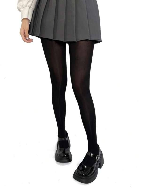 Women's Black Sheer Crotchless Pantyhose With Elastic Waistband | SHEIN USA