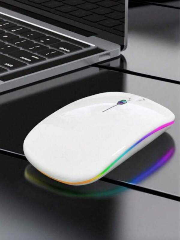 2.4ghz Led Light Wireless Thin Rechargeable Portable Mouse White ...