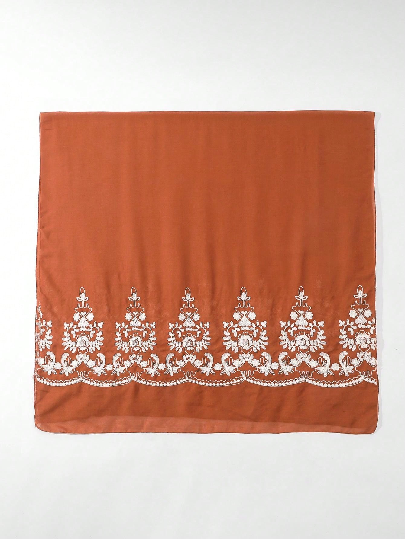 1 Pezzo Sciarpa Di Moda Ricamata Di Colore Rosso Ruggine Per Signore ...