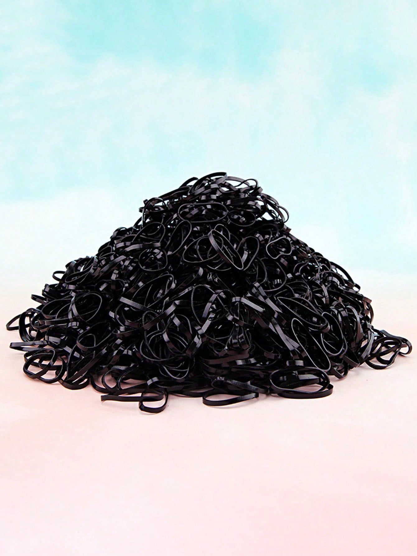 500pcs Thickened & Enlarged Black Elastic Hair Tie With Similar Coiled ...