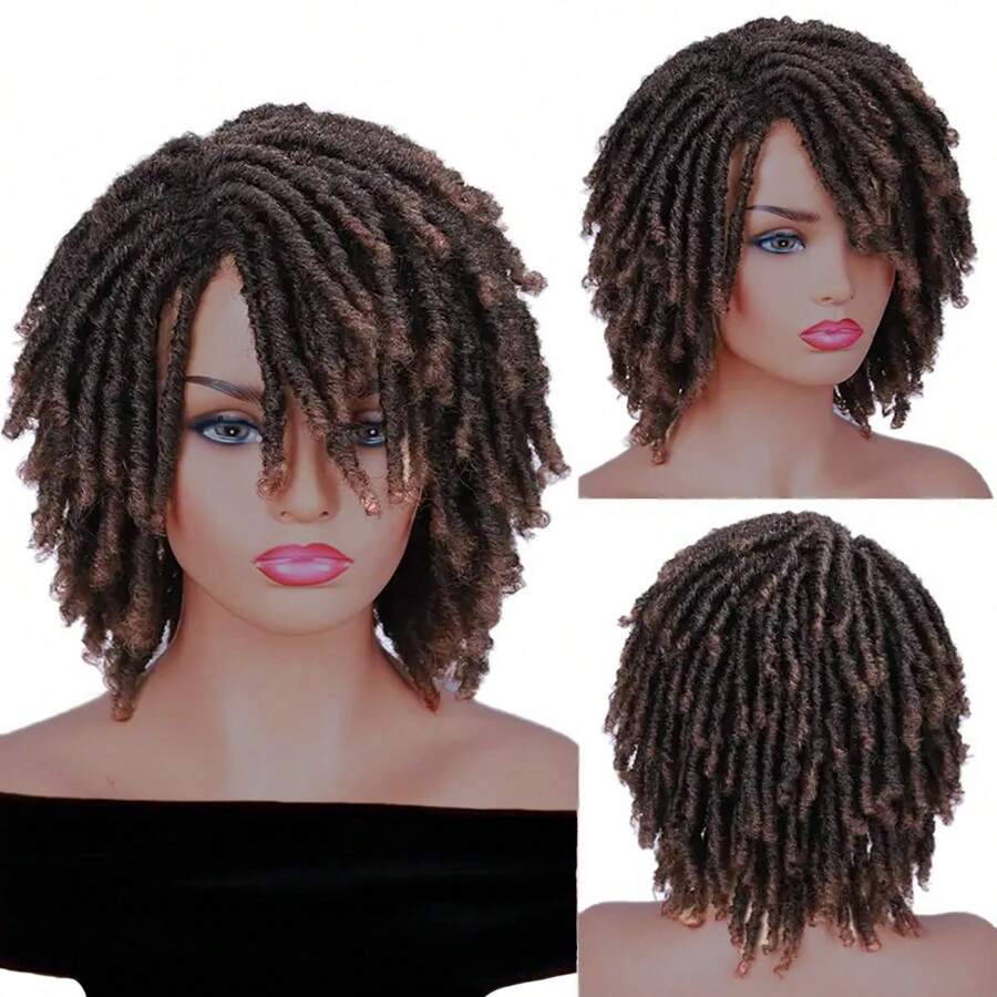 Dreadlock Wig Crochet Twist Curly Dreadlocks Hair Brown Color Short ...