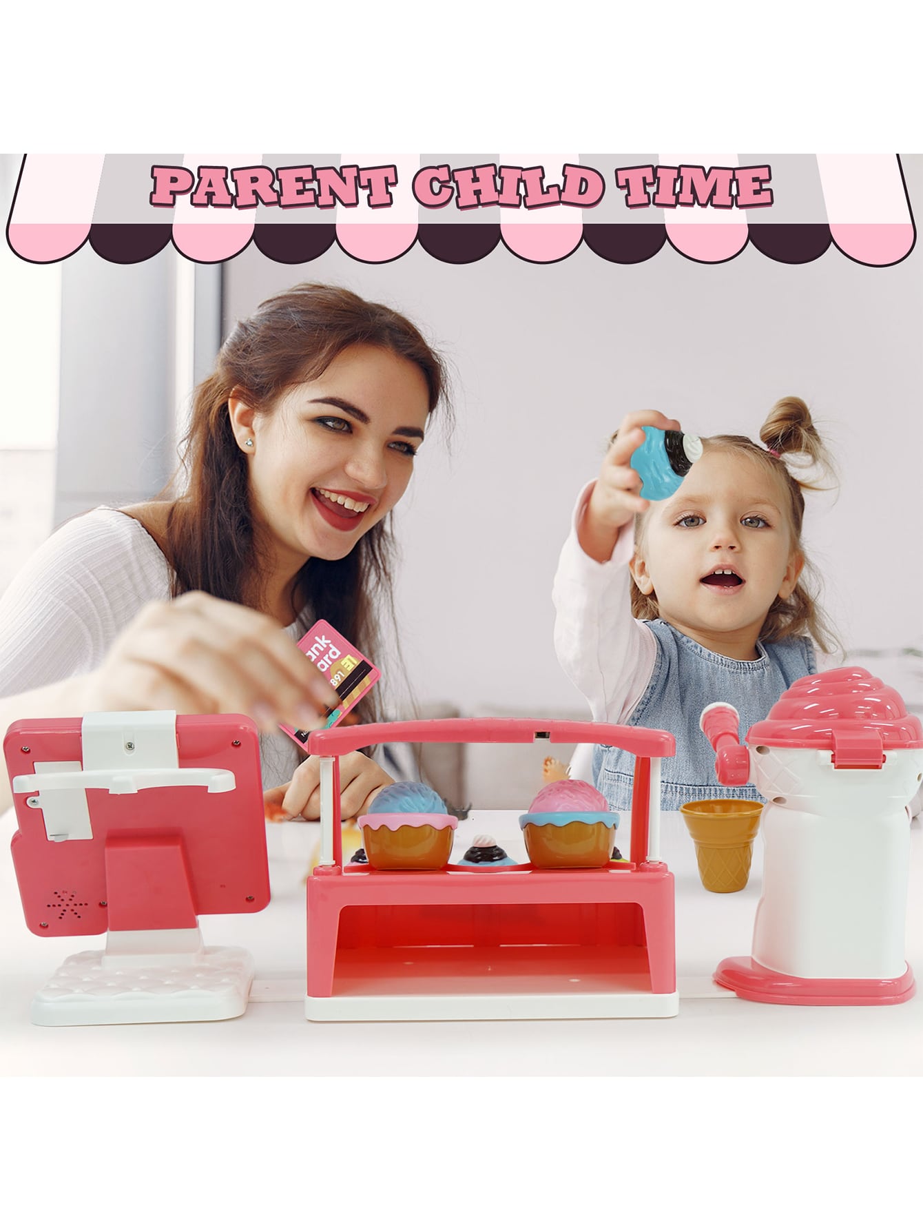 Valentine's Day Pretend Role Play Toy, Ice Cream Counter Toy With Ice ...