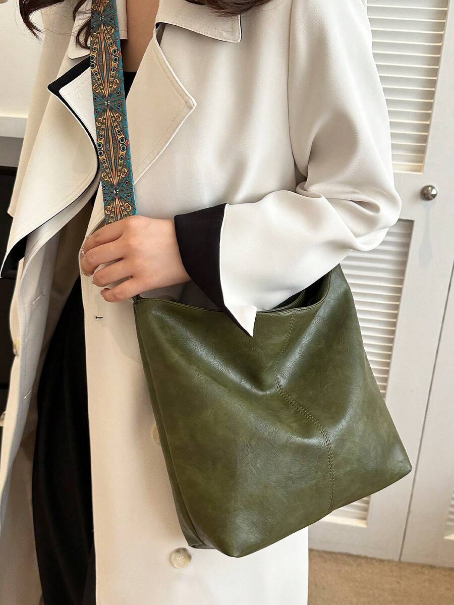 Prosta torba z grubej bawełny o dużej pojemności, jednokolorowa ...