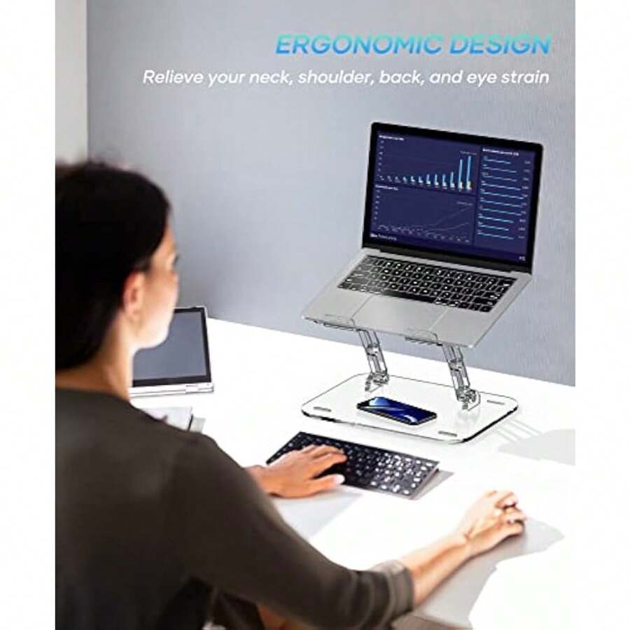 Acrylic Laptop Stand For Desk Clear Laptop Riser Adjustable Height ...