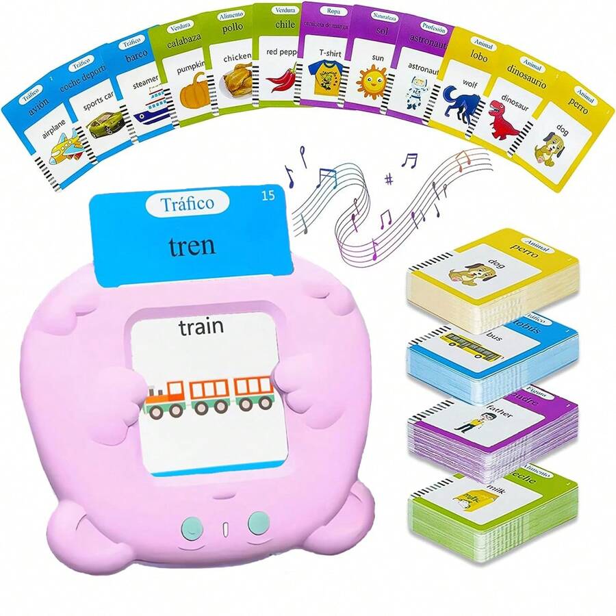Pink Talking Flash Cards - Bilingual English & Spanish Flash Cards for ...