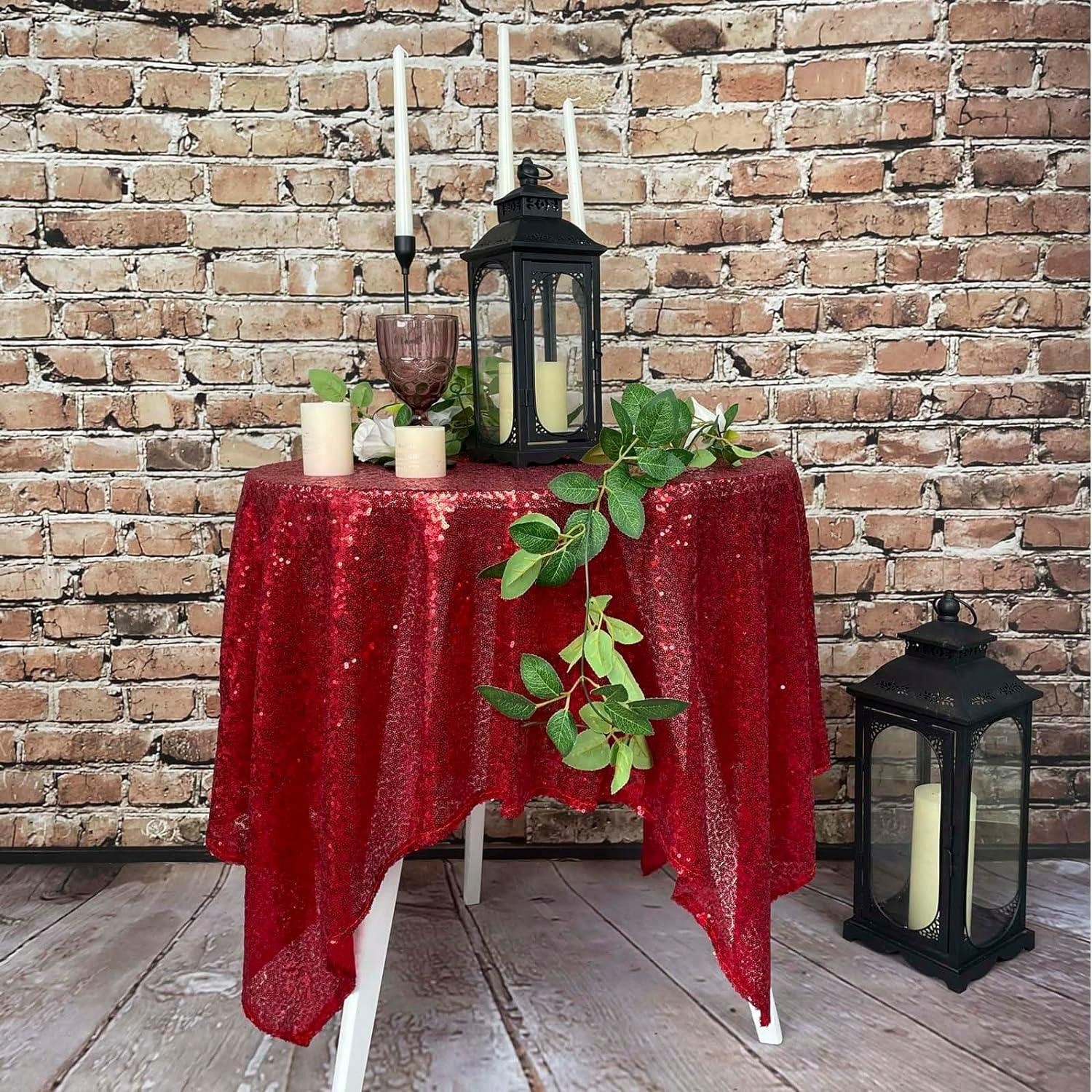 1pc Large Red Sequin Tablecloth For Wedding And Party Decoration ...