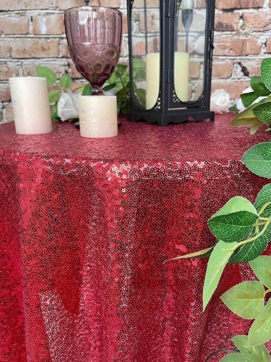 1pc Large Red Sequin Tablecloth For Wedding And Party Decoration ...