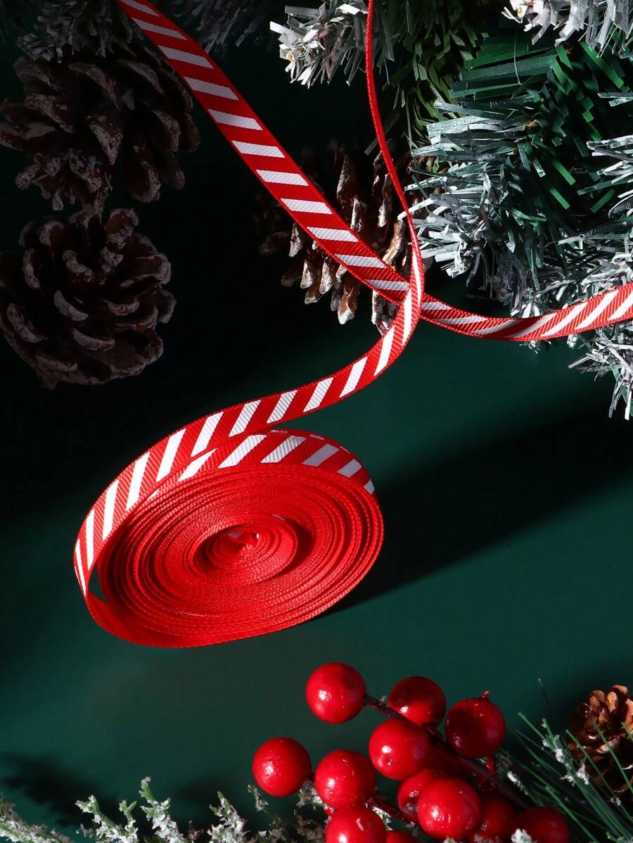 1roll/10m Red & White Striped Christmas Ribbon, Gift Wrapping ...