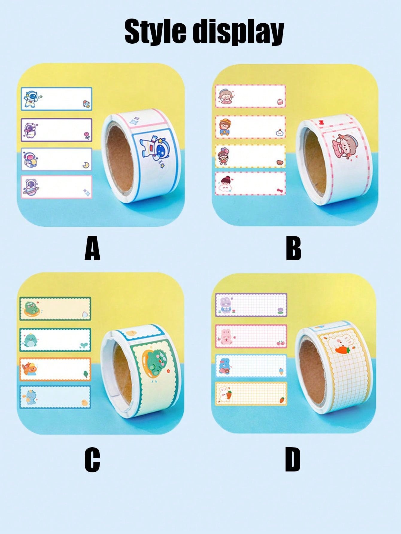 60pcs/set Cute Cartoon Name Sticker, Multi-functional Message Index ...