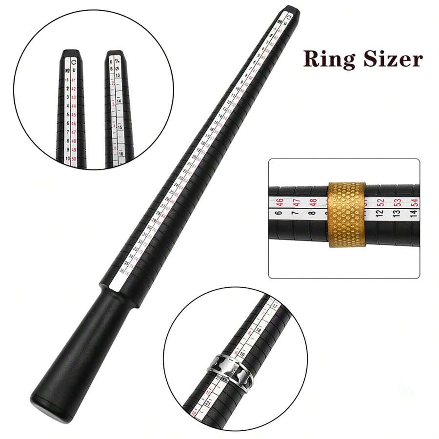 US/EU/JP Scale Range Ring Sizer Gauge Mandrel Black Ring Sizing Measure ...