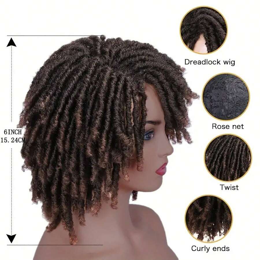 Dreadlock Wig Crochet Twist Curly Dreadlocks Hair Brown Color Short ...