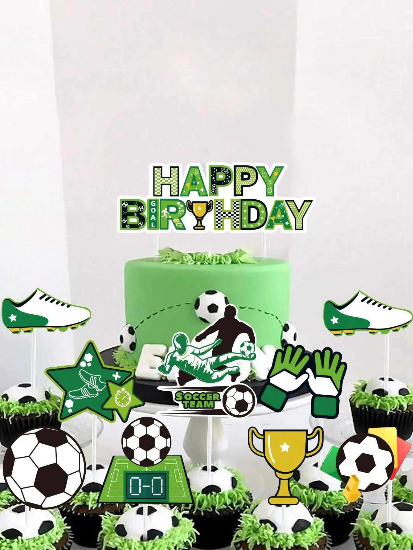 17pcs/Set Football Theme Design Cake Topper, Cupcake Decoration ...