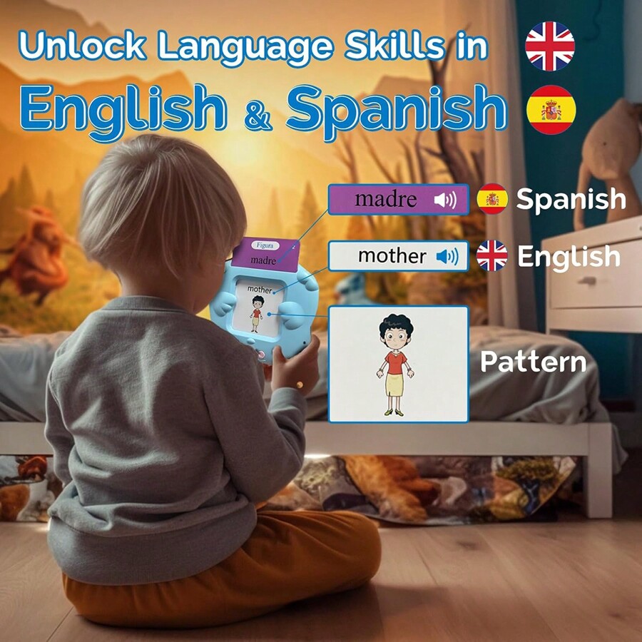 Flash Cards En Español E Inglés De Color Azul Para Niños De 2 A 4 Años ...