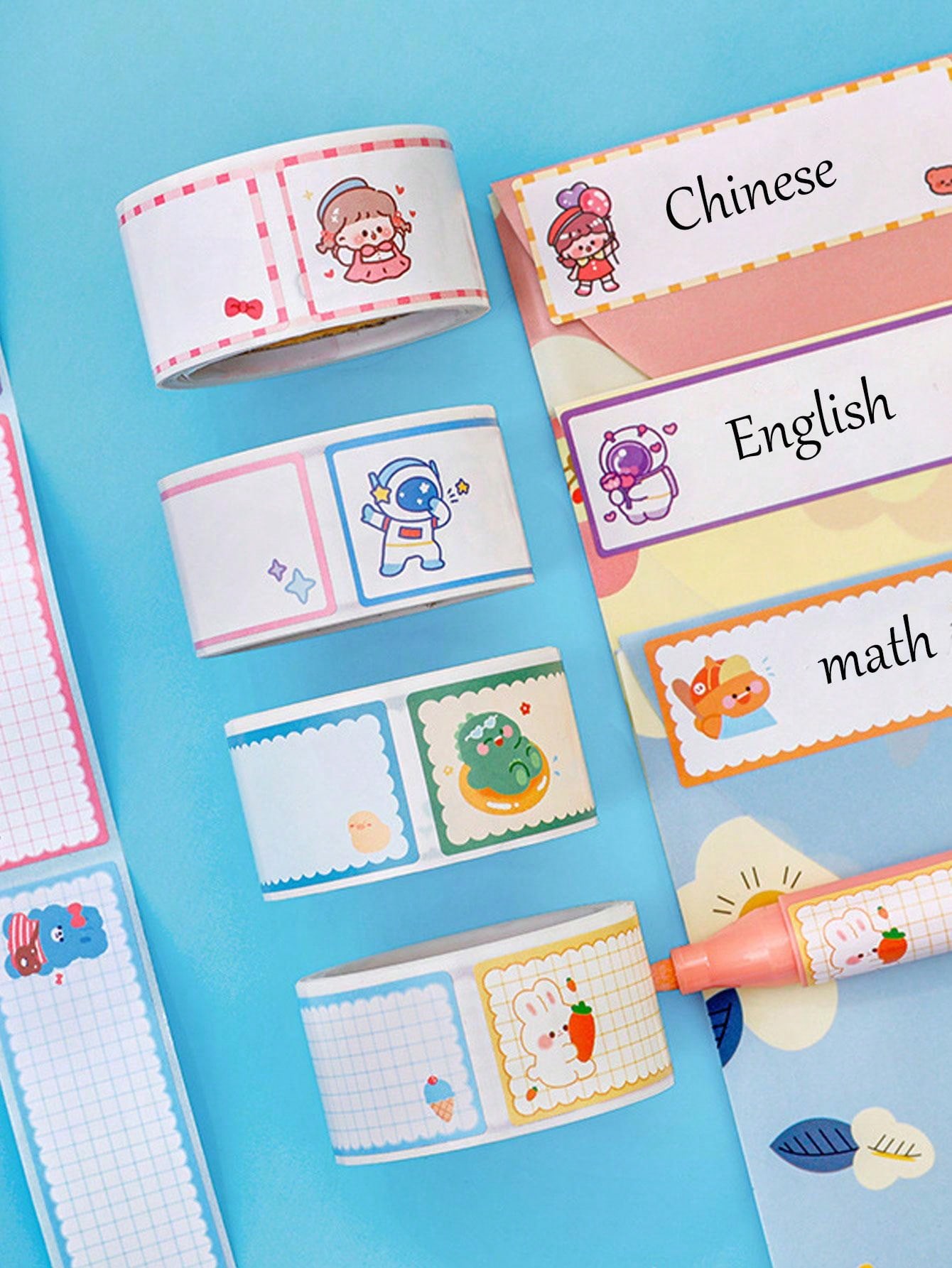 60pcs/set Cute Cartoon Name Sticker, Multi-functional Message Index ...