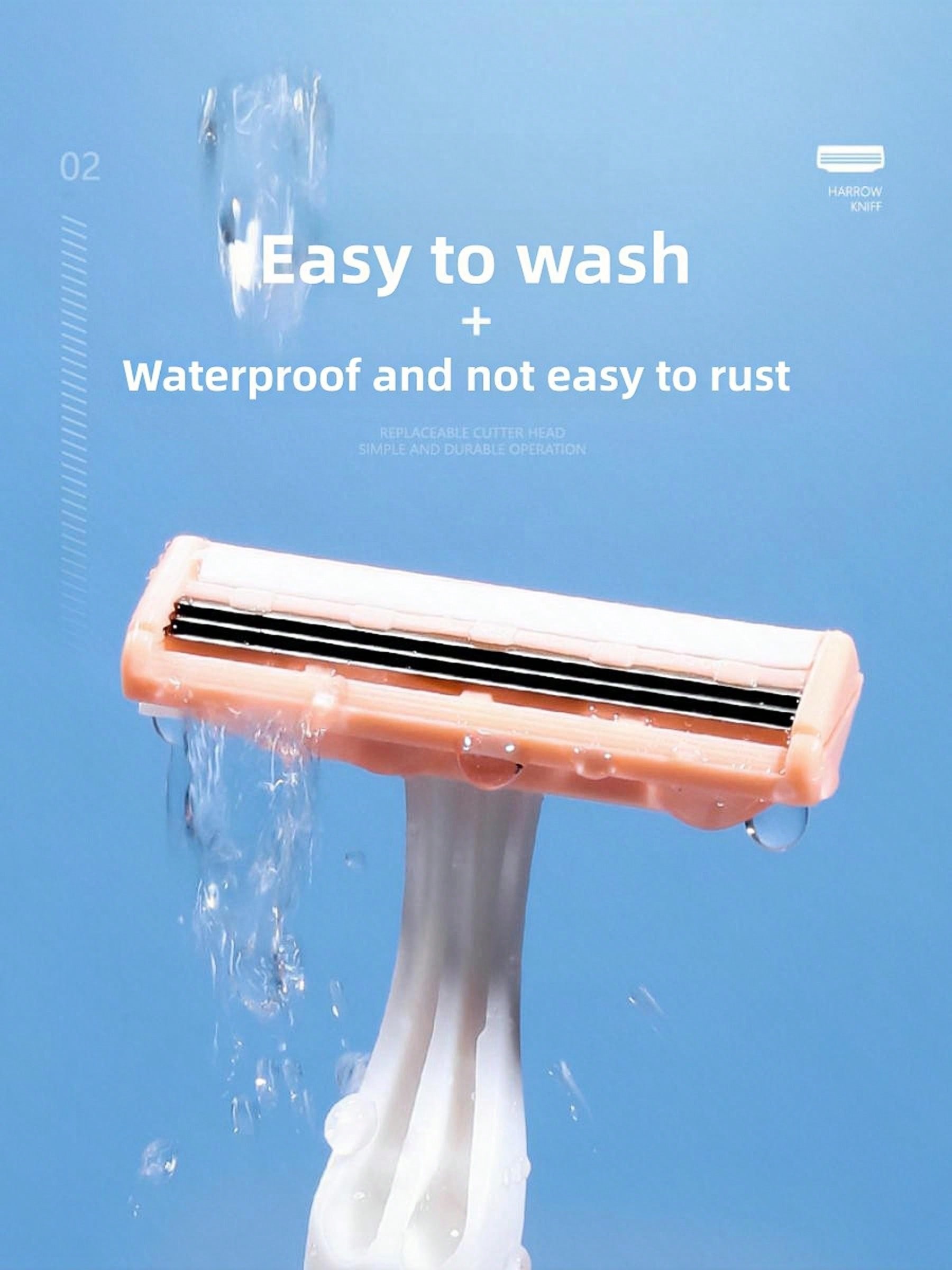 1 pack of four blue and orange rake-type shaving knives, suitable for ...