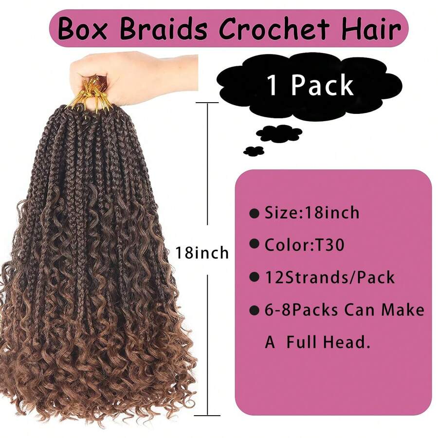 Goddess Box Braids Crochet Hair 14-18 Inch 1 Pack Bohemian Crochet Box ...