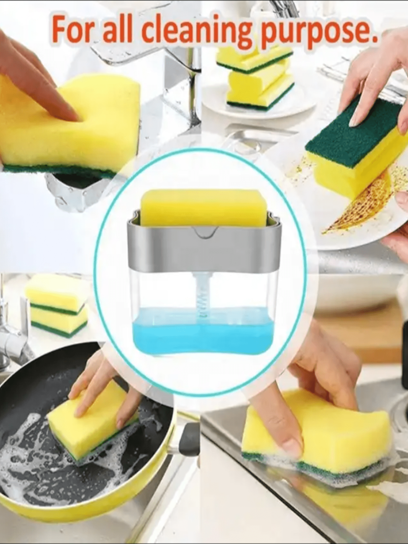 2-in-1 Pressure Dispensing Liquid Bottle For Detergent With Sponge ...