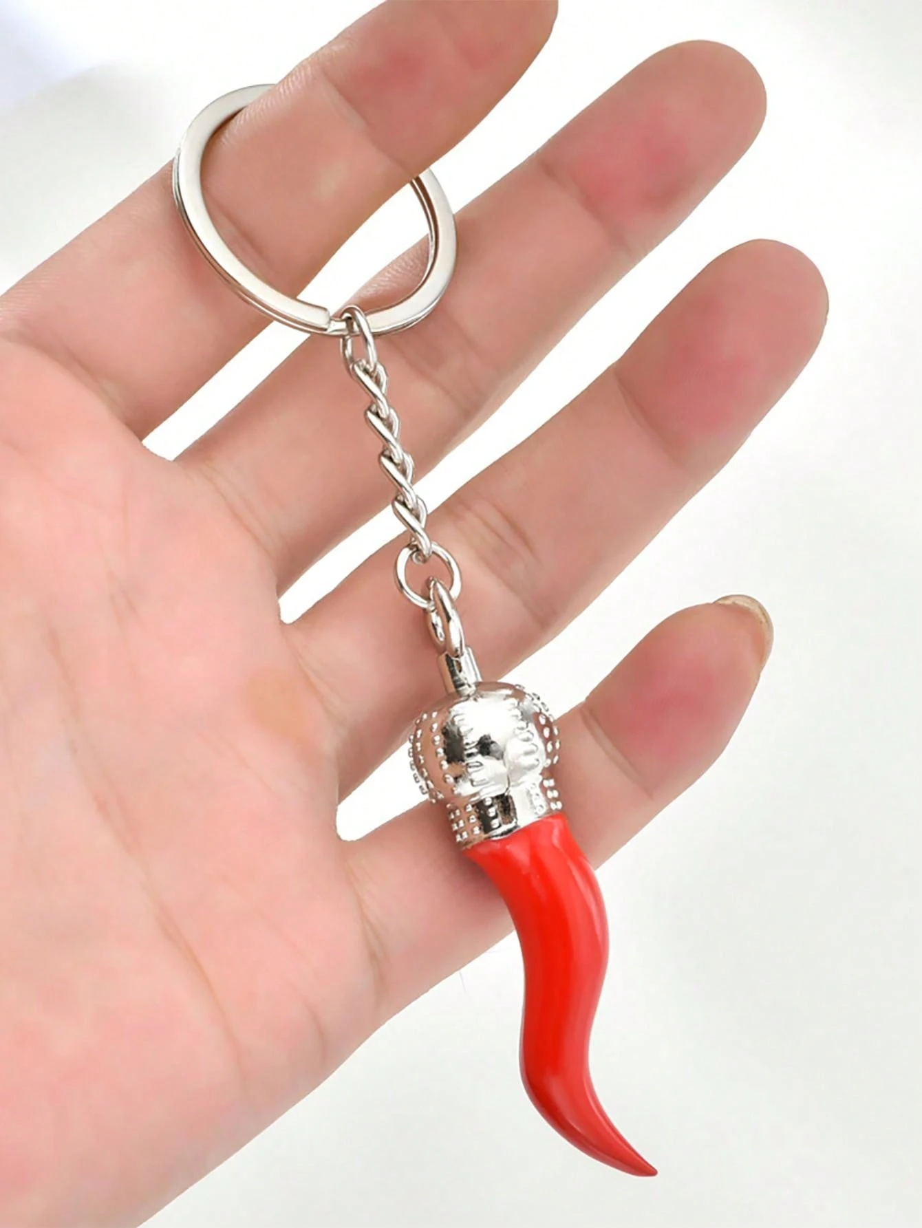 Cute 1pc Unisex Mini Red Chili Pepper Shaped Keychain Made Of Alloy ...