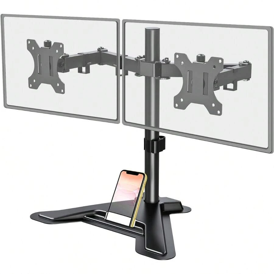 Dual Monitor Stand - Free Standing Full Motion Monitor Desk Mount Fits ...