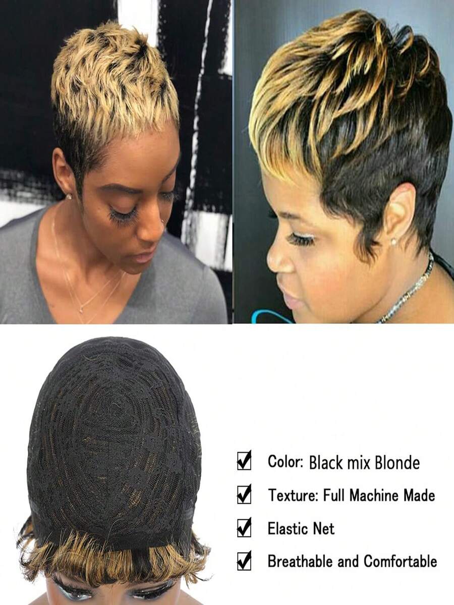 Short Pixie Cut Wigs For Black Women Super Short Hair Wigs Black Pixie ...