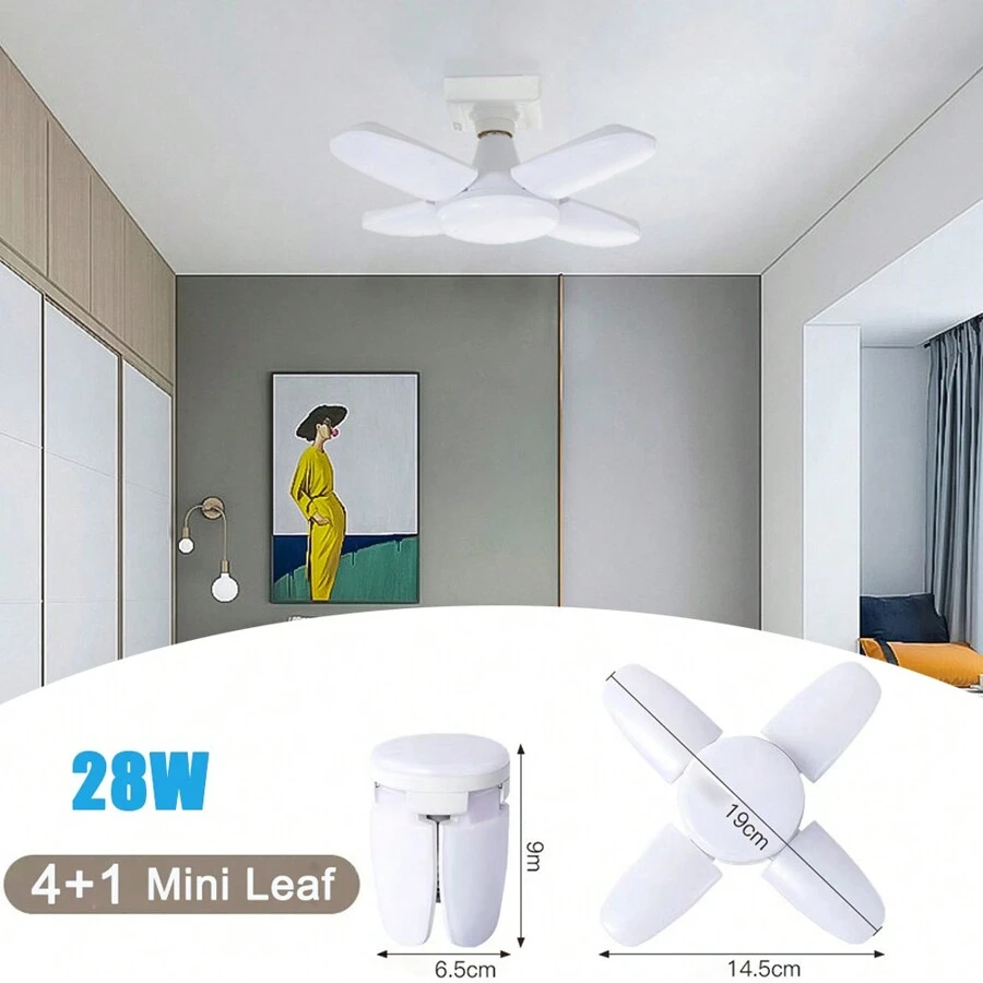 E27 LED Bulb Fan Blade Lamp AC85-265V 28W Foldable Led Light Bulb for ...