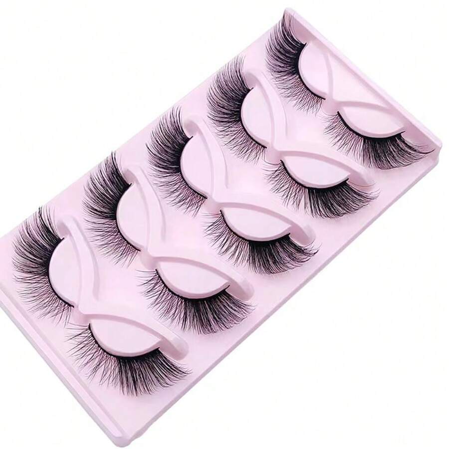 5 Pairs Fox Eye Eyelashes, Natural Look, Mink Furry Cat Eye Eyelashes ...