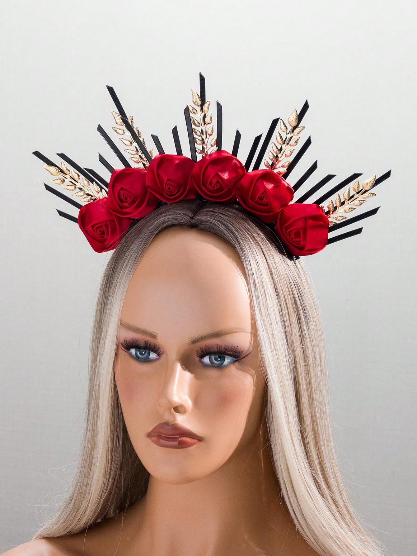 Corona De Flores Artificiales De Seda Con Rosas De Color Burdeos Oscuro ...