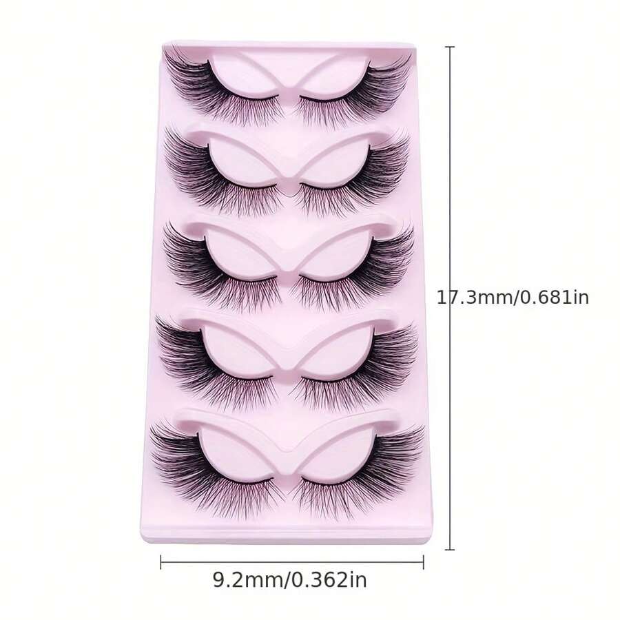 5 Pairs Fox Eye Eyelashes, Natural Look, Mink Furry Cat Eye Eyelashes ...