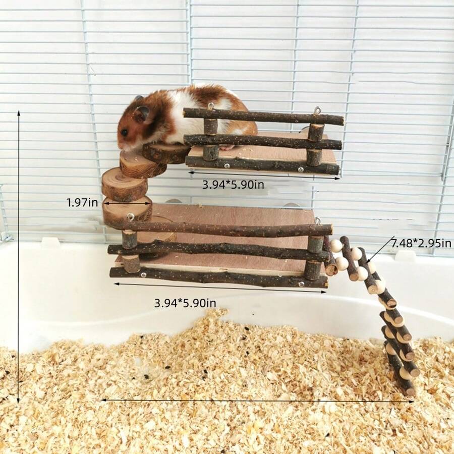 Hamster Climbing Toys, 2 Layer Wooden Activity Platform, Rat Toys, Rat ...