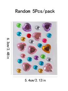5pcs Random Color Mini Acrylic Rhinestone & Heart Shape Decor Diy ...