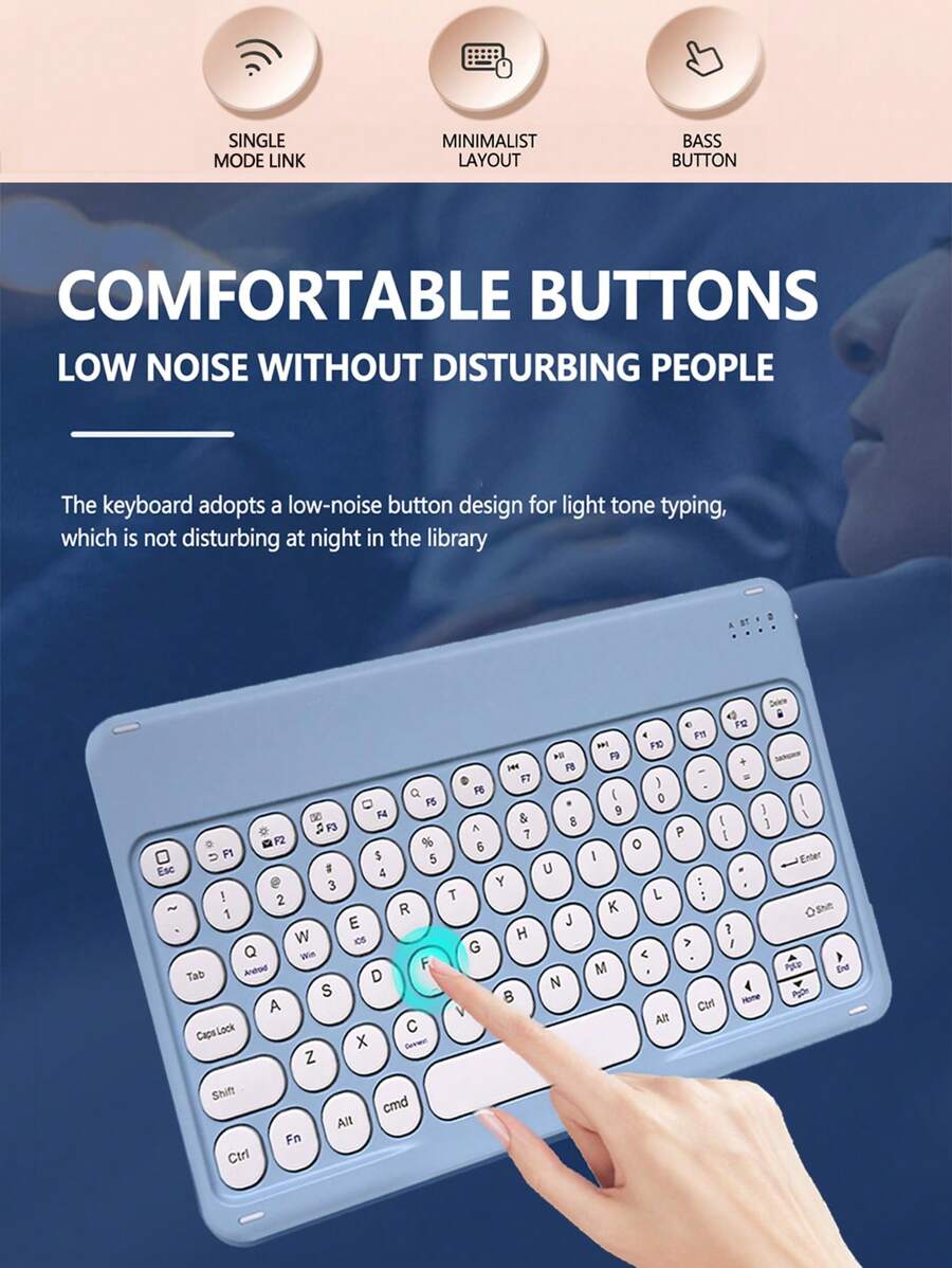 Wireless Keyboard And Mouse Set, Retro Mini Keyboard Mouse, Round ...